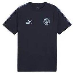 T-Shirt Puma "Manchester City KING T-Shirt Herren", Herren, Gr. M, deep navy team light blau, Obermaterial: 100% Baumwolle. Rippe: 29% Polyester, 71% Baumwolle. Besatz: 100% Polyester, clean, regular fit, Rundhals, Shirts T-Shirt