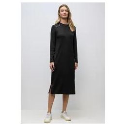 Midikleid Street One, Damen, Gr. 44, EURO-Gr&ouml;&szlig;en, schwarz, Stoff, 63% Polyester, 34% Viskose, 3% Elasthan, unifarben, normal wadenlang, Rundhals, abgesteppt, Kleider Midikleid, in Unifarbe