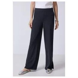Culotte STREET ONE STUDIO, Damen, Gr. 40, L&auml;nge 30, blau (schwarz void blau), Stoff, 65% Polyester, 30% Viskose, 5% Elasthan, unifarben, loose fit lang, Hosen Culotte, High Waist
