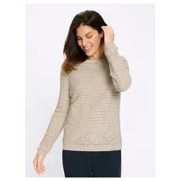 Strickpullover Classic Basics "Ajour-Pullover", Damen, Gr. 46, sand, ecru, meliert, 100% Polyacryl, meliert, Pullover Strickpullover