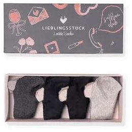 LIEBLINGSST&Uuml;CK Kurzsocken LIEBLINGSST&Uuml;CK "KellyEp - Geschenkbox - Sneaker", Damen, Gr. 39-42, schwarz, Baumwolle, Elasthan, Polyamid, metallisierte Fasern, normal, Socken, mit Baumwoll-Anteil
