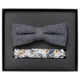Fliege Venti "Venti Set aus Fliege und Einstecktuch gemustert", Herren, blau, 52% Polyester, 47% Baumwolle, 1% Elasthan, Fliegen