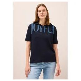 Kapuzenshirt Cecil, Damen, Gr. XL (44), blau (urban dunkelblau), Web, 48% Baumwolle, 48% Modal, 4% Elasthan, unifarben, comfort fit normal, ohne Ausschnitt, abgesteppt, Shirts Kapuzenshirt, im soften Baumwoll-Mix