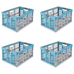 Klappbox keeeper "Profi-Klappbox ben eco mit Softgriffen (Set 4 St.) 45 l, 54x37x28 cm", eco sky blau, gray, B:54cm H:28cm T:37cm, Kunststoff, Einkaufsk&ouml;rbe, Soft-Touch-Griffe, zusammenklappbar, leicht zu reinigen