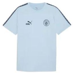 T-Shirt Puma "Manchester City KING T-Shirt Herren", Herren, Gr. XL, silber sky deep navy blau, Obermaterial: 100% Baumwolle. Rippe: 29% Polyester, 71% Baumwolle. Besatz: 100% Polyester, clean, regular fit, Rundhals, Shirts T-Shirt