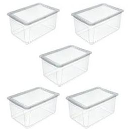 Aufbewahrungsbox keeeper "bea, 5er Set, mit Air Control-System 43L, 59 x 39 x 27 cm", transparent, B:59cm H:27cm T:39cm, Kunststoff, Aufbewahrungsboxen, Aufbewahrungsbox, Air-Control-System, stapelbar
