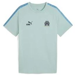 T-Shirt Puma "Olympique de Marseille KING T-Shirt Herren", Herren, Gr. M, modern mint luminous blau gr&uuml;n, Obermaterial: 100% Baumwolle; Rippe: 71% Baumwolle, 29% Polyester; Besatz: 100% Polyester, regular fit, Rundhals, Shirts T-Shirt