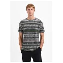 T-Shirt NO EXCESS "NO EXCESS Jacquard-T-Shirt T-Shirt Crewneck Allover Jacquard", Herren, Gr. 3XL, grau melange, 92% Baumwolle, 8% Polyester, Shirts T-Shirt