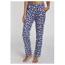 Pyjamahose s.Oliver, Damen, Gr. 44/46, N-Gr, blau, gemustert, Single Jersey, Obermaterial: 50% Baumwolle, 50% Viskose, gemustert, Hosen Pyjamahose, mit sch&ouml;nem Alloverdruck