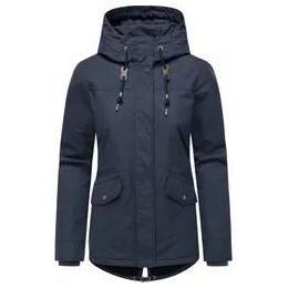 Winterjacke Ragwear "Parkker Warm YOUMODO", Damen, Gr. 6XL (52), navy, Obermaterial: 65% Polyester, 35% Baumwolle. Innenfutter: 100% Polyester. Wattierung: 100% Polyester, figurumspielend Po-bedeckend, hoch geschlossener Ausschnitt, eng Rippstrickb&uuml;ndchen verstellbar, Jacken Winterjacke, Winter Parka mit kuscheligem Teddy-Innenfutter