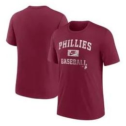 T-Shirt Nike "Nike Shirt Philadelphia Phillies Nike Cooperstown Triblend", Damen, Gr. L, rot, 50% Polyester, 25% Baumwolle, 25% Viskose, Shirts T-Shirt