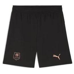 Sporthose Puma "Stade Rennais FC 25/26 Shorts Herren", Damen, Gr. S, Normalgr&ouml;&szlig;en, schwarz (schwarz copper metallic), Obermaterial: 100% Polyester, unifarben, regular fit, Hosen Sporthose