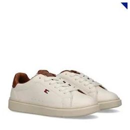 Sneaker Tommy Hilfiger, Damen, Gr. 37, wei&szlig;, cognac, Lederimitat, Schuhe Sneaker, Schn&uuml;rschuh, Halbschuh Retro Sneaker mit Logoverzierung