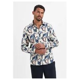 Langarmhemd NO EXCESS "NO EXCESS Bedrucktes Hemd Shirt Stretch Allover Printed", Herren, Gr. XL, Normalgr&ouml;&szlig;en, night, 97% Baumwolle, 3% Elasthan, regular fit, Hemden