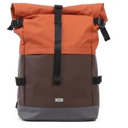 Laptoprucksack MARGELISCH "TEREM 1", Gr. B/H/T: 28cm x 46cm x 18cm, onesize, braun, orange, Polyethylen, Rucks&auml;cke Laptoprucksack, mit recyceltem PET