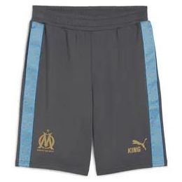 Sporthose Puma "Olympique de Marseille KING Sweat-Shorts Herren", Herren, Gr. XS, Normalgr&ouml;&szlig;en, galactic gray luminous blau, Obermaterial: 32% Polyester, 68% Baumwolle; Taschenfutter: 100% Baumwolle; Besatz: 100% Polyester, regular fit, Hosen Sporthose