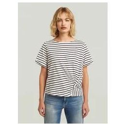 G-Star Raw T-Shirt G-STAR "Knot T-Shirt", Damen, Gr. L, milk, deep braun stripe, Obermaterial: 100% Baumwolle, Shirts T-Shirt