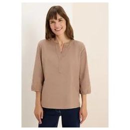 Shirtbluse Cecil, Damen, Gr. XS (36), beige (natural taupe), Web, 100% Baumwolle, unifarben, klassisch normal, Rundhals, B&uuml;ndchen, Blusen, aus reiner Baumwolle