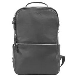 Laptoprucksack MARGELISCH "JEWEN-1", Damen, Gr. B/H/T: 26cm x 40cm x 16cm, onesize, schwarz, Leder, Rucks&auml;cke Laptoprucksack, aus LWG zertifiziertem Leder