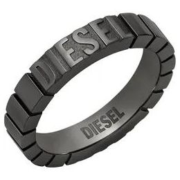 Fingerring Diesel "Schmuck Geschenk Edelstahl Diesel FONT" Gr. 20, grau (anthrazit), Fingerringe, Damen, 20, Edelstahl, 5mm, Fingerring