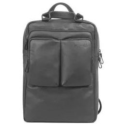 Laptoprucksack MARGELISCH "MOOR-1", Damen, Gr. B/H/T: 28cm x 38cm x 11cm, onesize, schwarz, Leder, Rucks&auml;cke Laptoprucksack, aus LWG zertifiziertem Leder