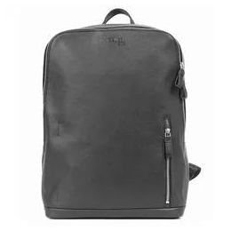 Laptoprucksack MARGELISCH "KEMIN-1", Damen, Gr. B/H/T: 28cm x 40cm x 12cm, onesize, schwarz, Leder, Rucks&auml;cke Laptoprucksack, aus LWG zertifiziertem Leder