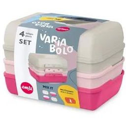 Lunchbox Emsa "Variabolo", grau, pink, B:11,8cm H:10,8cm, Lebensmittelaufbewahrungsbeh&auml;lter, Lunchbox, platzsparend, verschiedene Farbkombinationen, sp&uuml;lmaschinenfest