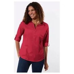 Longbluse Casual Looks, Damen, Gr. 44, rot, 50% Baumwolle, 50% Polyester, unifarben, Rundhals, Blusen Longbluse
