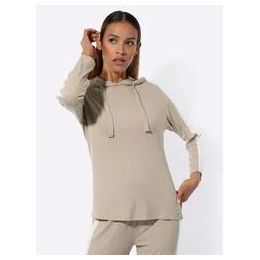 Langarmshirt feel good "Longshirt", Damen, Gr. 44/46, beige, ecru, 70% Viskose, 25% Polyester, 5% Elasthan, unifarben, Shirts Langarmshirt