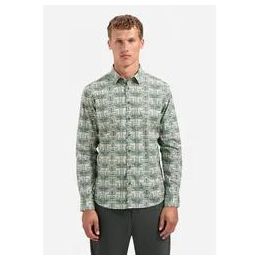 Langarmhemd NO EXCESS "NO EXCESS Stretchhemd mit Print Shirt Stretch Allover Printed", Herren, Gr. 3XL, Normalgr&ouml;&szlig;en, dunkelgr&uuml;n, 97% Baumwolle, 3% Elasthan, regular fit, Hemden