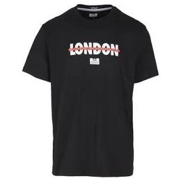 T-Shirt Weekend Offender "CITY SERIES Herren", Jungen, Gr. M, schwarz (schwarz, rot, lon), Jersey, 100% Baumwolle, normal normal, Rundhals, Shirts T-Shirt, T-Shirt Herren, leichtes Kurzarmshirt, Sporttrikot, Fanshirt, Sale