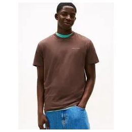 Tommy Hilfiger T-Shirt TOMMY JEANS "TJM SLIM LINEAR CHEST TEE EXT", Herren, Gr. XL, schwarz walnut, Single Jersey, Obermaterial: 100% Baumwolle, regular fit normal, Rundhals, eingesetzt abgesteppte Kante, Shirts T-Shirt, Mit Rundhalsausschnitt