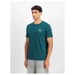 Rundhalsshirt Alpha Industries "Backprint T", Herren, Gr. XL, deep petrol, Single Jersey, Obermaterial: 100% Baumwolle, bedruckt, regular fit normal, Rundhals, Shirts Rundhalsshirt