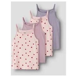 Unterhemd name it "NKFSTRAP f&uuml;r M&auml;dchen mit Stretchkomfort im 4er-Pack", M&auml;dchen, Gr. 92, 4 Stk., N-Gr, ballerina, Jersey, Obermaterial: 95% Baumwolle, 5% Elasthan, bedruckt, unifarben, normal, Rundhals, Unterhemden Unterhemd, bedruckt, casual, regular fit, Baumwollmischung, Rundhals