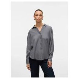 V&eacute;ro Moda Langarmbluse VERO MODA "VMMELANEY QUEENY LS SHIRT WVN NOOS", Damen, Gr. XS, excalibur detail:melange, Web, Obermaterial: 100% Polyester, meliert, loose fit Po-bedeckend, V-Ausschnitt, Blusen, Kunstfaser, loose fit