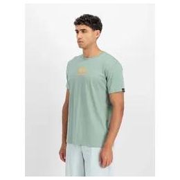 Rundhalsshirt Alpha Industries "Basic T ML", Herren, Gr. L, frost gr&uuml;n, Single Jersey, Obermaterial: 100% Baumwolle, bedruckt, normal normal, Rundhals, gerader Abschluss, Shirts Rundhalsshirt, Baumwolle, regular fit