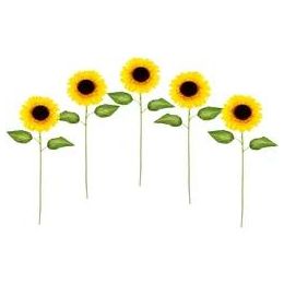 Kunstblume I.GE.A. "Sonnenblume", gelb, B:12cm H:77cm L:10cm, Obermaterial: 90% Polyester, 10% Kunststoff, Kunstpflanzen, Einzelblume, Stielblume, 5er Set