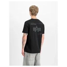 Rundhalsshirt Alpha Industries "Label T BP", Herren, Gr. XL, schwarz, schwarz, Single Jersey, Obermaterial: 100% Baumwolle, bedruckt, regular fit normal, Rundhals, Shirts Rundhalsshirt
