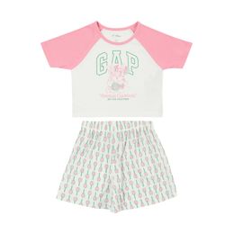 GAP Set 'MINNIE' M&auml;dchen Gr&ouml;&szlig;e 140 gr&uuml;n / rosa / wei&szlig;