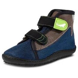 Barfu&szlig;schuh Leguano "LEGUANITO SCIPPO", Kinder, Gr. 27, blau, grau, braun, Textil, Schuhe Barfu&szlig;schuh, Klettschuh, Bequemschuh, Flat mit verstellbaren Klettverschl&uuml;ssen