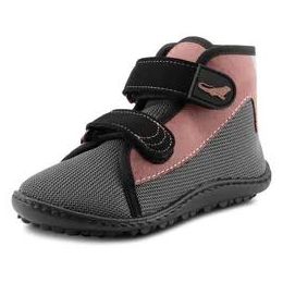 Barfu&szlig;schuh Leguano "LEGUANITO SCIPPO", Kinder, Gr. 26, grau, rosa, Textil, Schuhe Barfu&szlig;schuh, Klettschuh, Bequemschuh, Flat mit verstellbaren Klettverschl&uuml;ssen