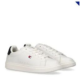 Sneaker Tommy Hilfiger, Damen, Gr. 40, wei&szlig;, blau, Lederimitat, Schuhe Sneaker, Schn&uuml;rschuh, Halbschuh Retro Sneaker mit Logoverzierung