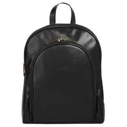 Cityrucksack CLUTY, Gr. B/H/T: 30cm x 25cm x 12cm, onesize, schwarz, Leder, Rindsleder, unifarben, Rucks&auml;cke Cityrucksack, echt Leder, Made in Italy