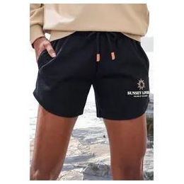 H.I.S. Sweatshorts H.I.S, Damen, Gr. 36/38, N-Gr, schwarz, Sweatware, Obermaterial: 60% Baumwolle, 40% Polyester, unifarben, bequem kurz, Hosen Sweatshorts, mit Kordelzug und Print, Loungewear