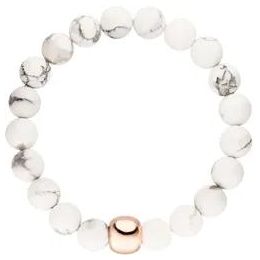 Armband Jobo "Kugeln 8 mm", ros&eacute;goldfarben, grau, Armb&auml;nder, Damen, 18cm, Silikon, Armband, Howlith und 925 Silber vergoldet