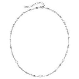 Collier Firetti "Schmuck Geschenk Silber 925 Halsschmuck Ankerkette zweireihig Kugeln", silberfarben, wei&szlig;, Halsketten, Damen, Perlen Silber 925 (Sterlingsilber), L: 45 B: 1mm, Perlen, Silber 925 (Sterlingsilber), Collier, mit S&uuml;&szlig;wasserzuchtperle, B:1mm