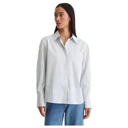 Marc O'Polo Langarmbluse MARC O'POLO "aus Premium-Baumwoll-Popeline", Damen, Gr. 42, bright blau, Obermaterial: 100% Baumwolle, gestreift, oversize normal, Manschette, Blusen