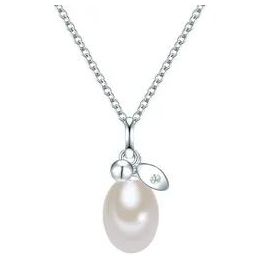 Kette mit Anh&auml;nger Valero Pearls "Y903", silber, Halsketten, Damen, 42,0cm Basiskette + 5,0cm Verl&auml;ngerung,mit Zirkonia, Silber 925 (Sterlingsilber), B: 1,2mm, aus S&uuml;&szlig;wasserperlen, B:1,2mm