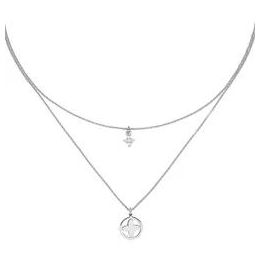 Collier Jobo "Kette mit Anh&auml;nger Blume", silber 925, Halsketten, Herren, Silber 925 (Sterlingsilber), L: 44, Collier, 925 Silber rhodoniert mit 5 Zirkonia 44 cm