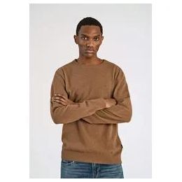 Strickpullover Junk De Luxe "Strickpullover Relaxed Fit", Herren, Gr. L, camel mel, Obermaterial: 80% Wolle, 20% Polyamid, Rundhals, Pullover Strickpullover